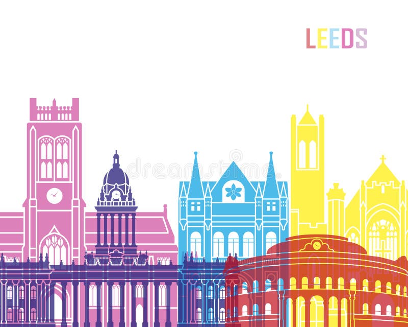 Leeds V2 skyline pop stock vector. Illustration of monuments - 86762427