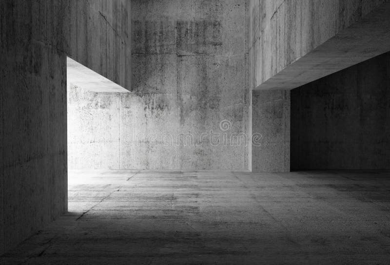 Leeg Donker Abstract Concreet Ruimtebinnenland Stock Illustratie ...