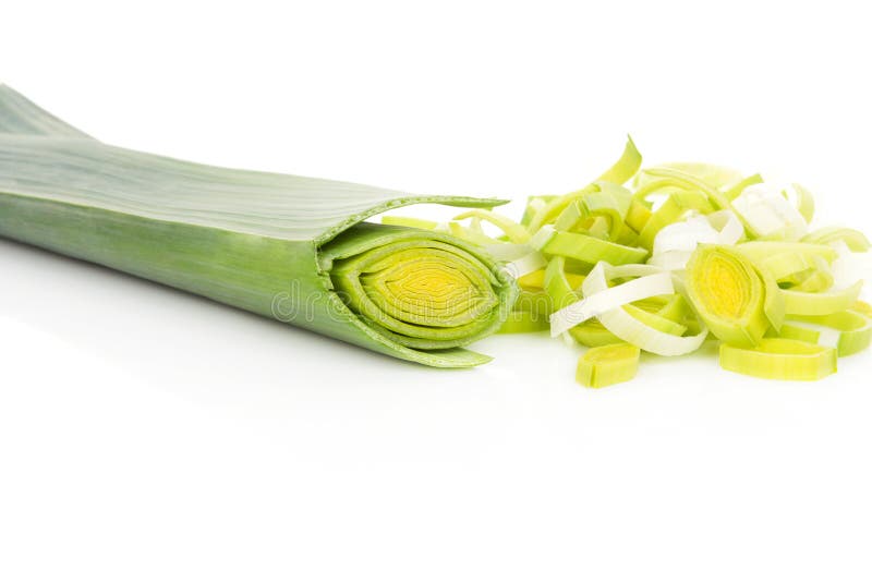 Cross-section of Green Leek on Wooden Board Stock Image - Image of ...