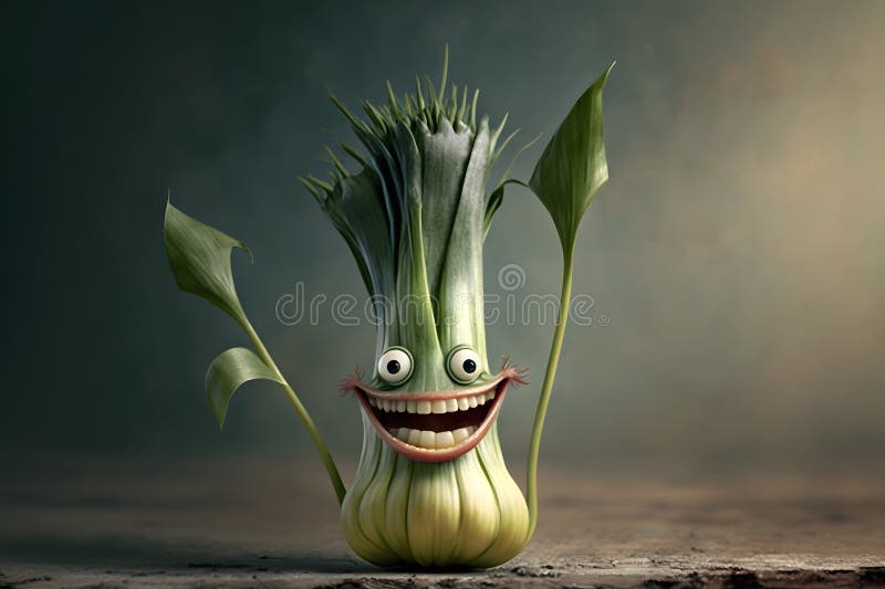 Leek cartoon character. stock illustration. Illustration of happy ...