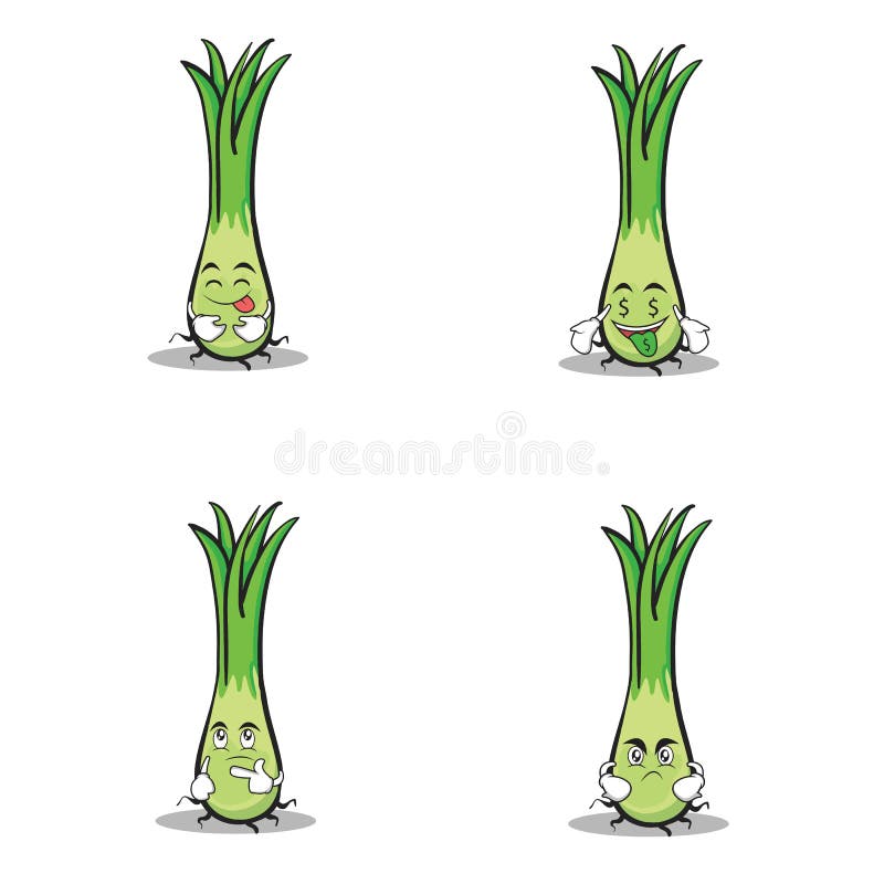 Leek Character Cartoon Style Set Stock Vector - Illustration of smile ...