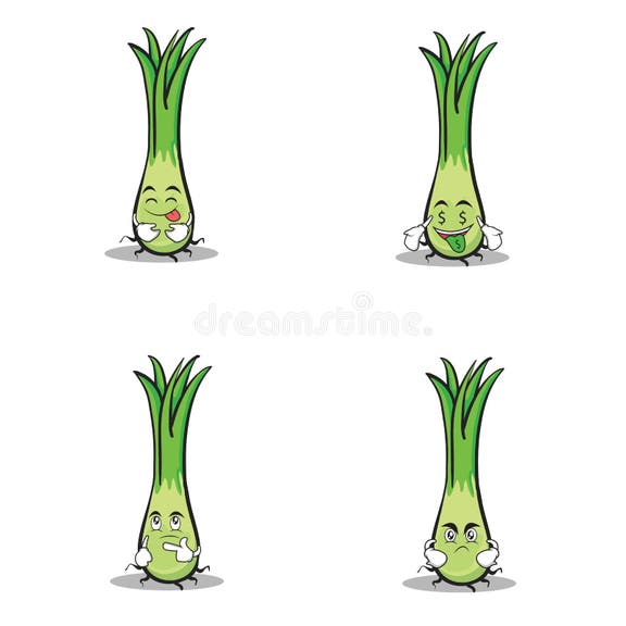 Leek Character Cartoon Style Set Stock Vector - Illustration of smile ...