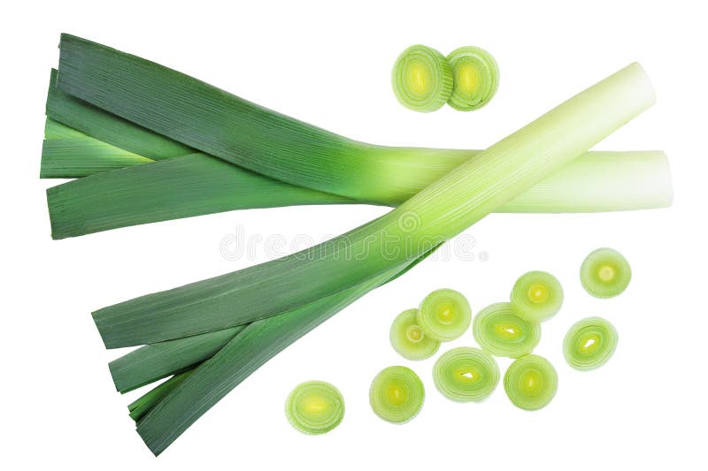 Leek Vegetable Closeup Isolated on White Background. Top View Stock ...