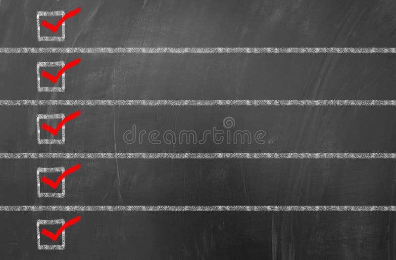 Leere Checkliste auf Tafel stockfoto. Bild von checkliste - 45600254
