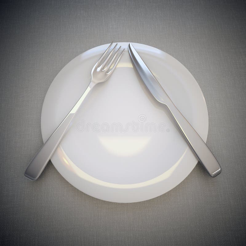 Gabel-und Messer Großer Teller Stock Abbildung - Illustration von ...