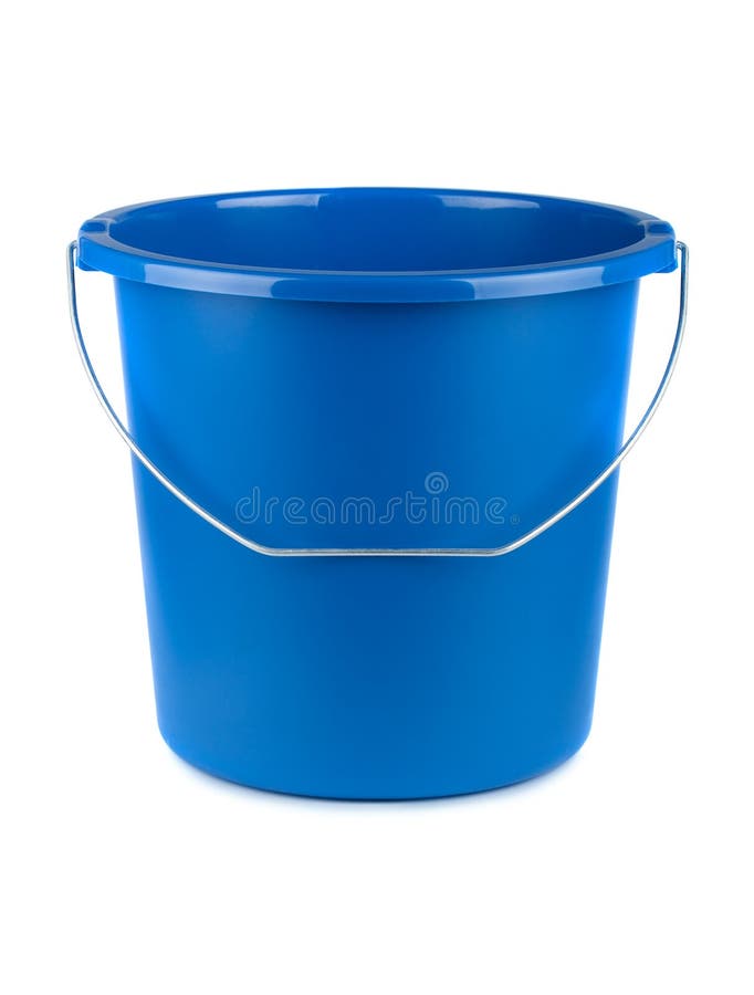 Blue Eimer Vom Plastik Zu Verschiedenen Zwecken Auf Einem Weißen ...