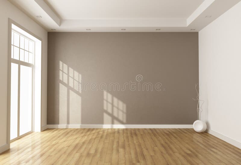 Leeres Wohnzimmer Mit Brauner Wand Stock Abbildung - Illustration von ...