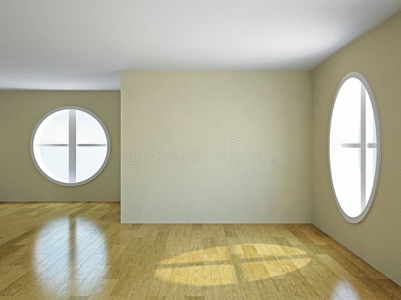 Leerer Raum mit Fenstern stock abbildung. Illustration von leben - 31136130