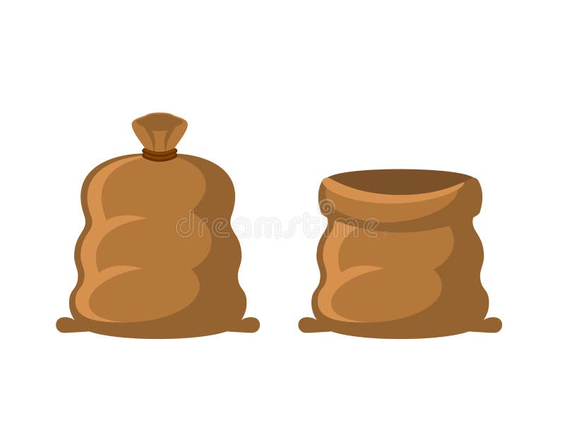 Leerer Und Voller Sack Brown-Textiltasche Auf Weißem Hintergrund Vektor ...