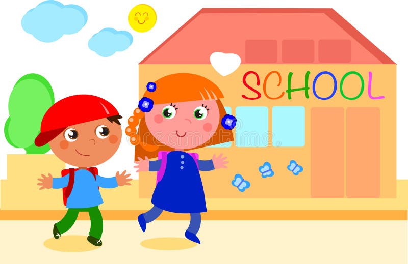 Leerlingen Die Naar School Gaan Vector Illustratie - Illustration of ...