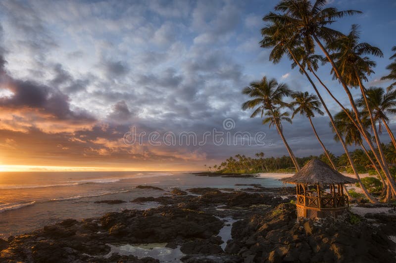 Lefaga Beach in Samoa stock photo. Image of sunrise - 307725210