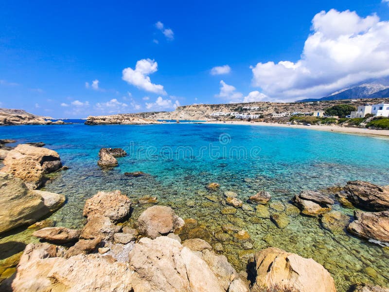 Lefkos Beach stock image. Image of blue, white, greece - 259605055