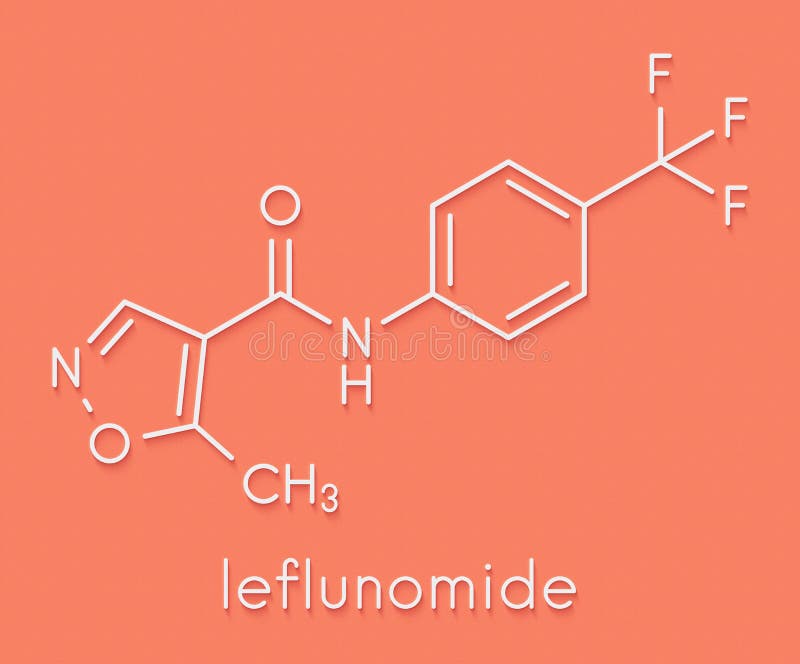 Leflunomide Rheumatoid Arthritis Drug Molecule. Skeletal Formula. Stock ...