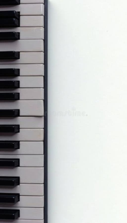 Left Aligned Piano Keys on Pure White Backdrop , Black, Illustration ...