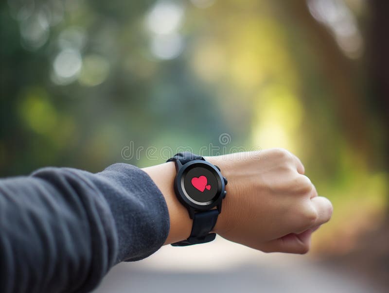 Left Arm Looking at a Smart Watch with Circular Dial. the Dial Has a ...