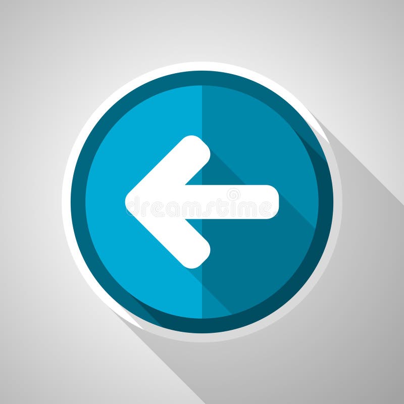 Left Arrow, Back Symbol, Flat Design Vector Blue Icon with Long Shadow ...