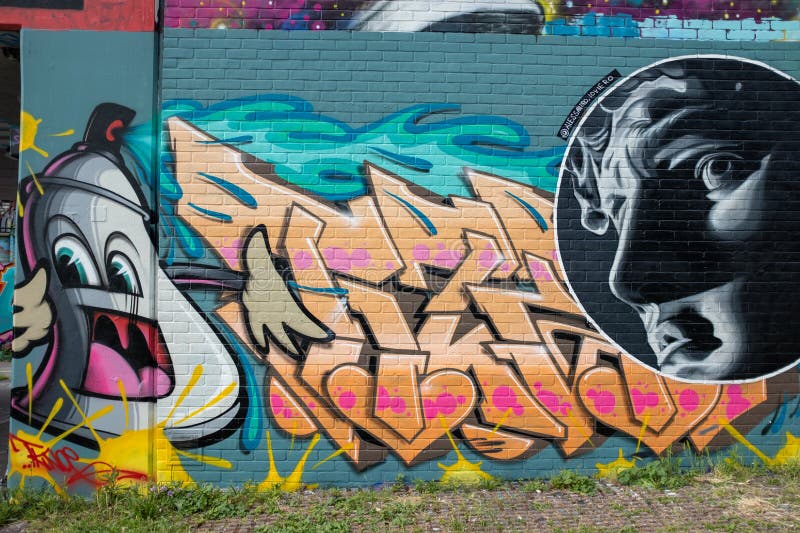 Multiple Colourful Graffiti Covers a Brick Wall. Shoreditch, UK ...