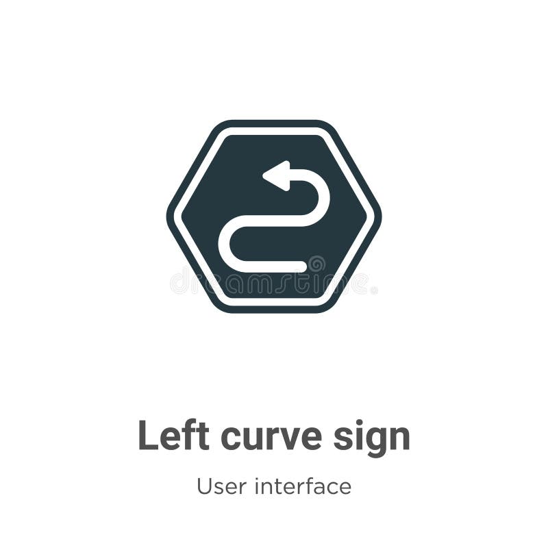 Left Curve Sign Vector Icon on White Background. Flat Vector Left Curve ...