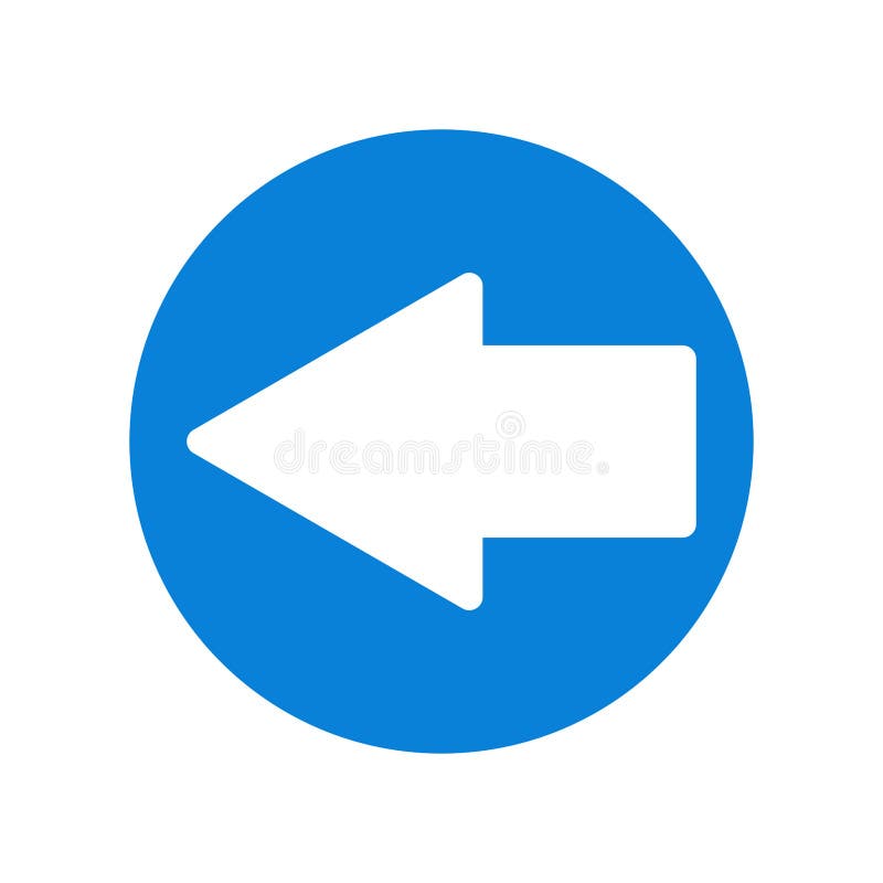 Left Direction Blue Arrow in Round Industrial Sign, Navigation Label ...