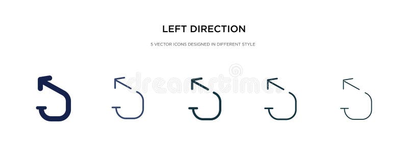Left Direction Icon in Different Style Vector Illustration. Two Colored ...