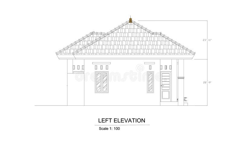 Left Elevation 1st House with Stock Vector - Illustration of plan ...
