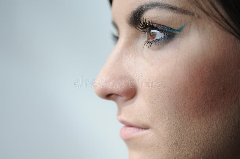 Left Face Profile of Young Woman Stock Image - Image of profile ...