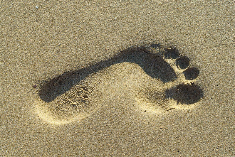 Left Footprint of a Man in the Sand Stock Photo - Image of lonely ...