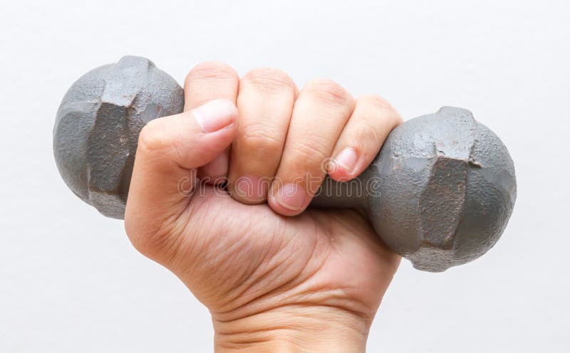 Left Hand Hold Small Dumbbell. Stock Image - Image of training, weight ...