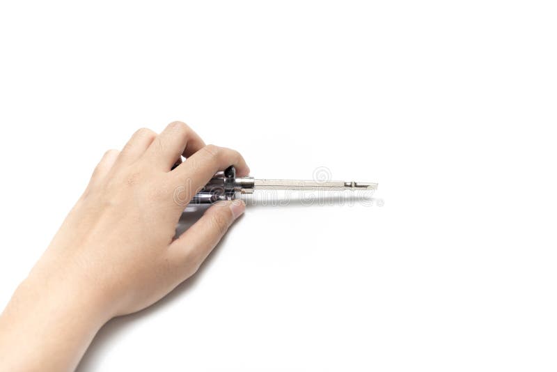 Left Hand Holding Screwdriver Stock Photo - Image of hold, tool: 53229262