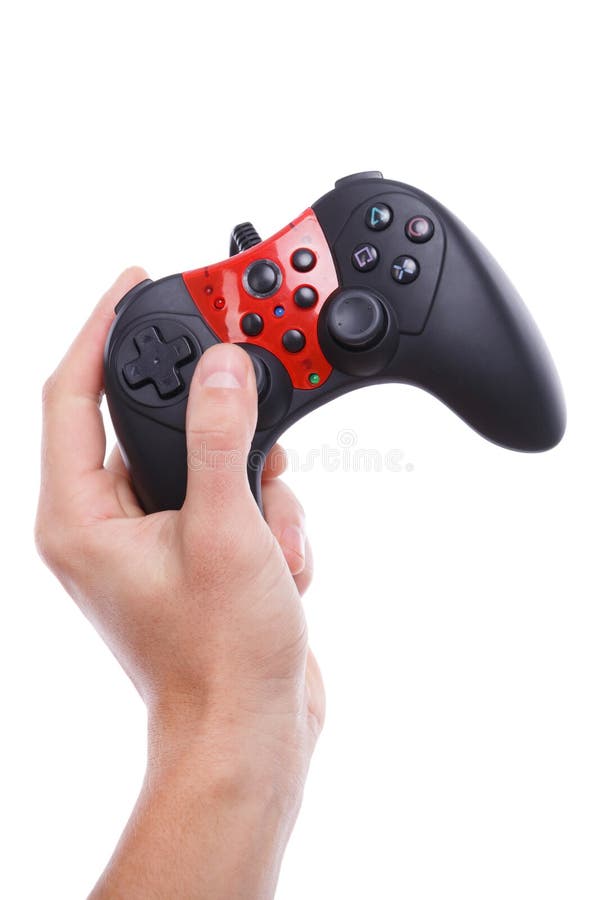 A Hand Holds a Joystick on a White Isolated Background Stock Image ...