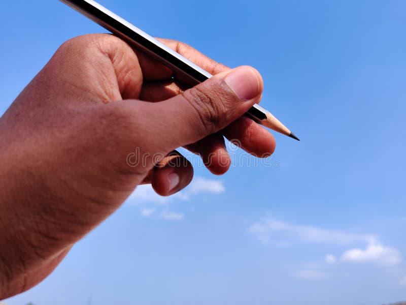Left Hand Man Using Pencil To Write. Stock Photo - Image of creative ...