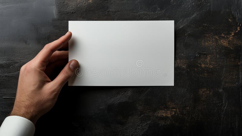 The Left Hand Rests on an Empty Paper Set on a Dimly Lit Backdrop Stock ...