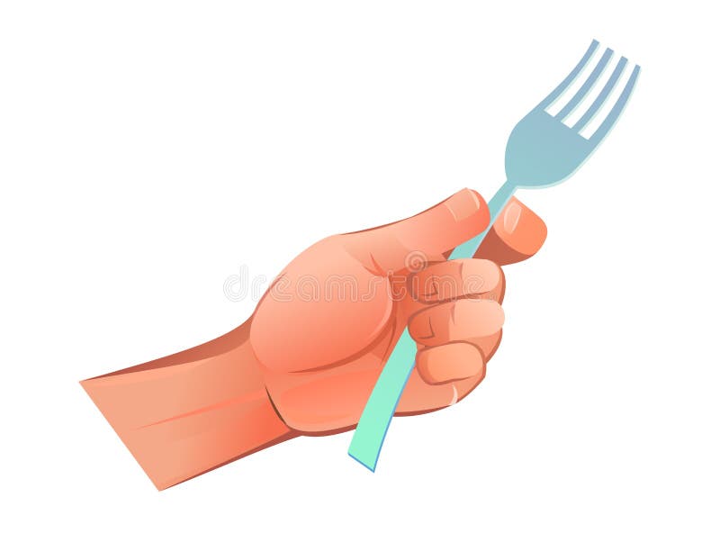 Left Hand with Table Fork for Food. Object Isolated on White Background ...