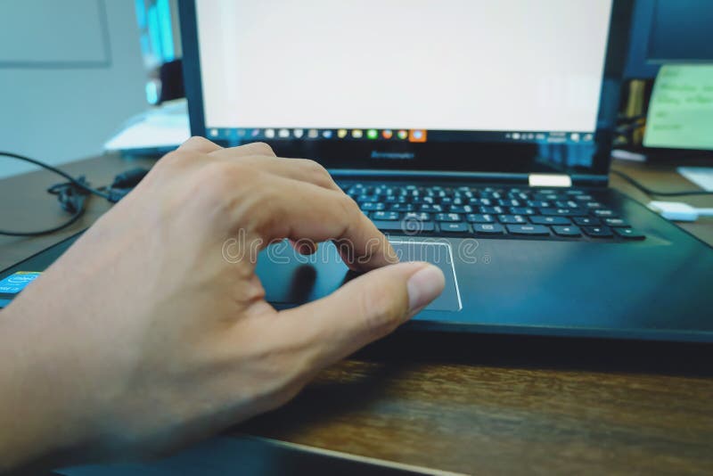 Left hand touchpad laptop, stock photo. Image of nature - 99728886