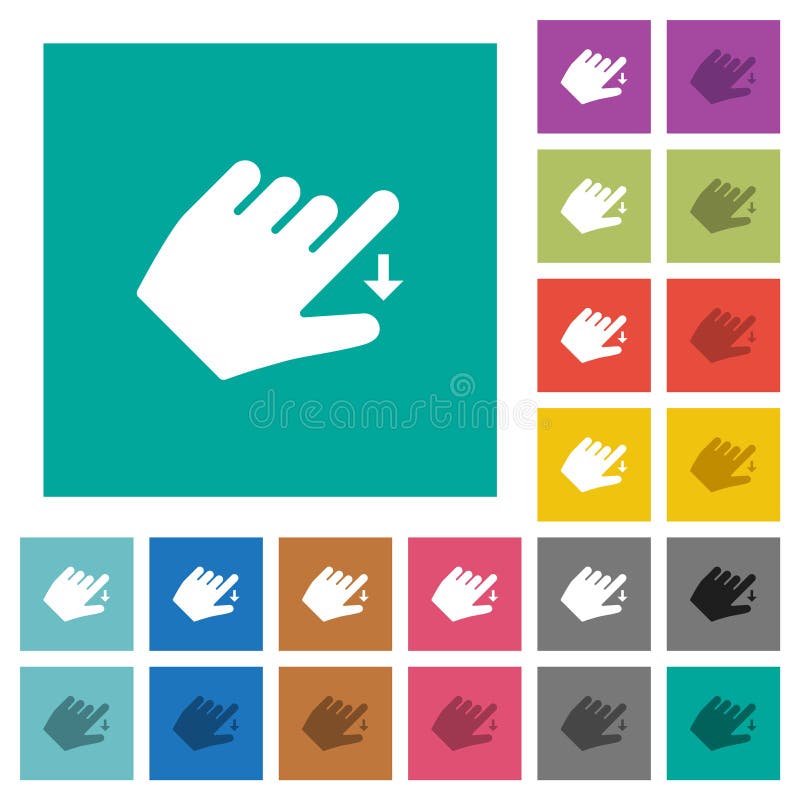Left Handed Move Down Gesture Square Flat Multi Colored Icons Stock ...