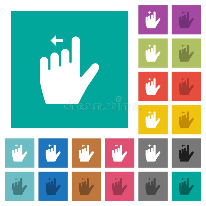 Left Handed Move Left Gesture Square Flat Multi Colored Icons Stock ...