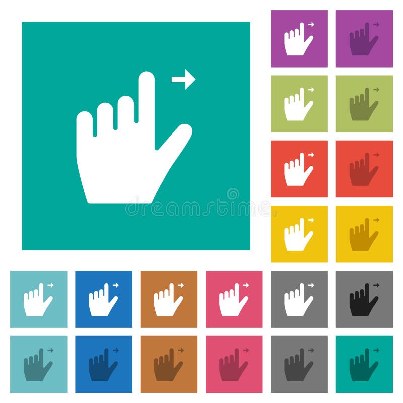 Left Handed Move Right Gesture Square Flat Multi Colored Icons Stock ...