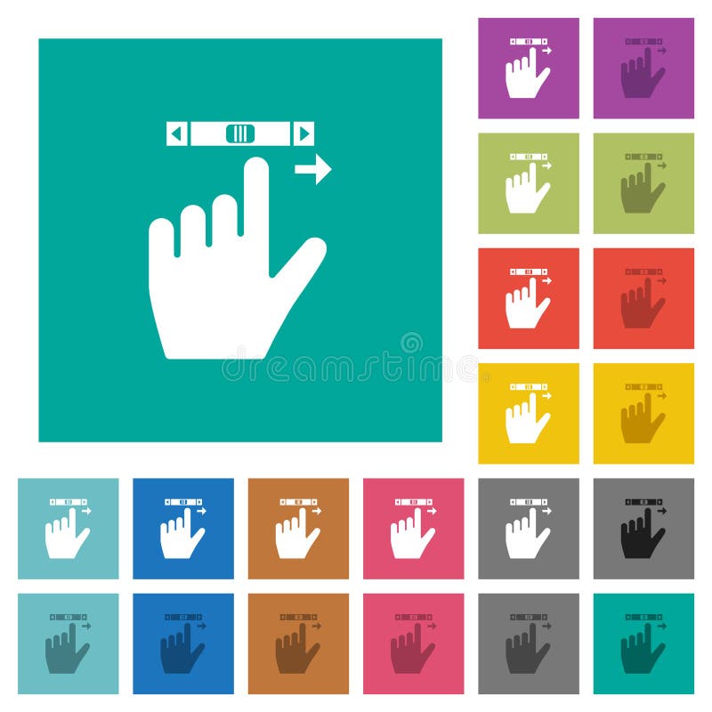 Left Handed Scroll Right Gesture Square Flat Multi Colored Icons Stock ...