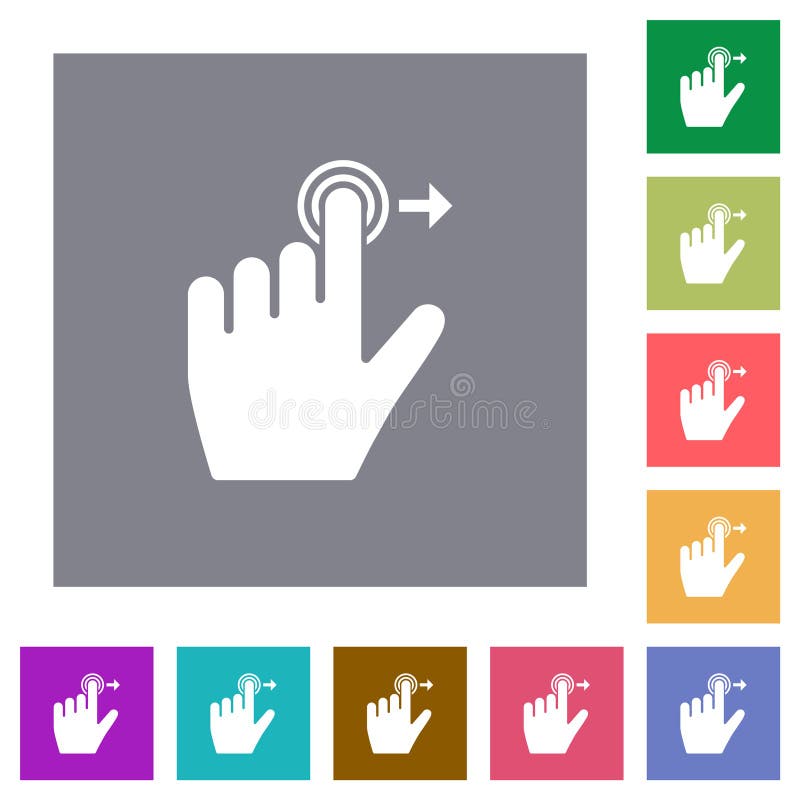 Left Handed Slide Right Gesture Square Flat Icons Stock Vector ...