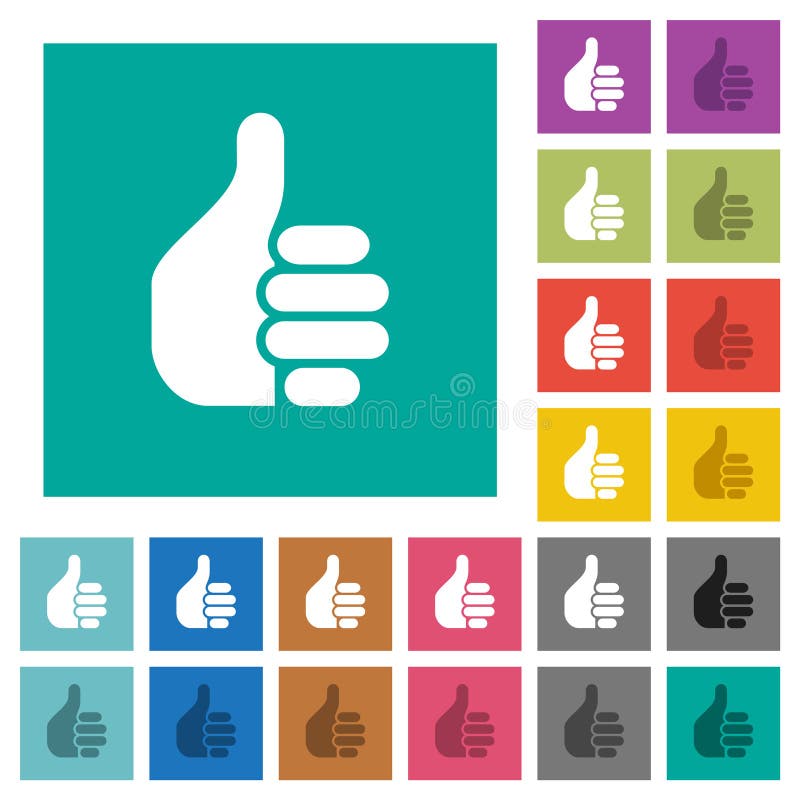 Left Handed Thumbs Up Solid Square Flat Multi Colored Icons Stock ...