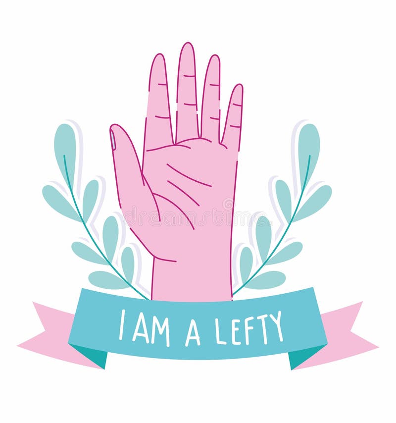 Left Handers Day, Open Hand Cartoon Celebration Emblem Stock Vector ...