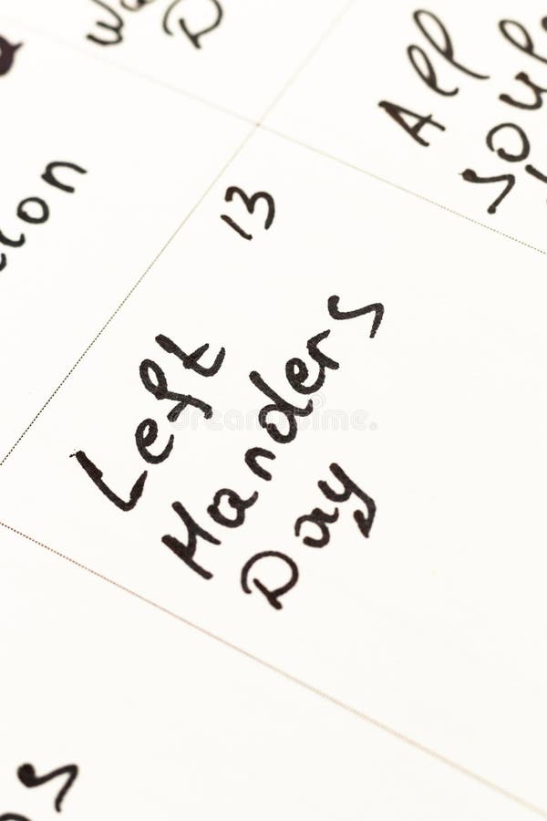Left Handers Day Photo Calendar Stock Image - Image of annual ...