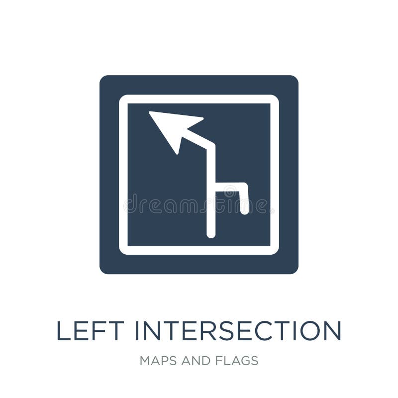 Left Intersection Icon on White Background. Simple Element Illustration ...