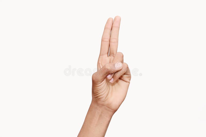 Left Men S Hand Two Fingers Isolated on White Background Stock Image ...