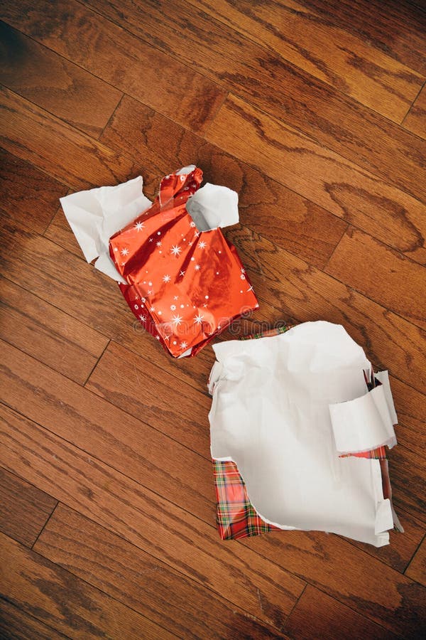 Left Over Christmas Gift Wrapping Paper Stock Photo - Image of ...