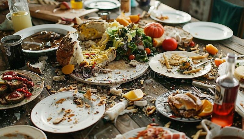 Left-over Food Pay for Food after Eating Out Stock Illustration ...