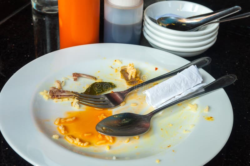 Left Over Food on Place after Breakfast Stock Image - Image of plate ...