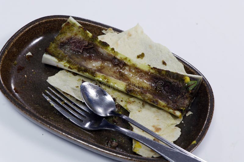 Left Over Food Roasted Veal Bone Marrow Stock Photo - Image of cooking ...