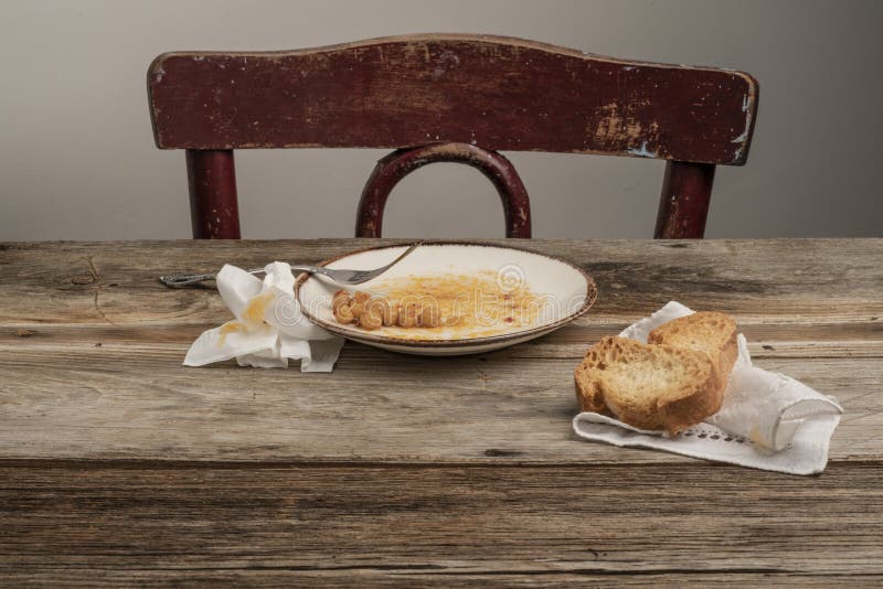 Left Overs on Wooden Table after Dinner Stock Photo - Image of cooking ...
