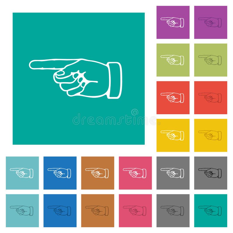 Left Pointing Hand Outline Drawing Square Flat Multi Colored Icons ...